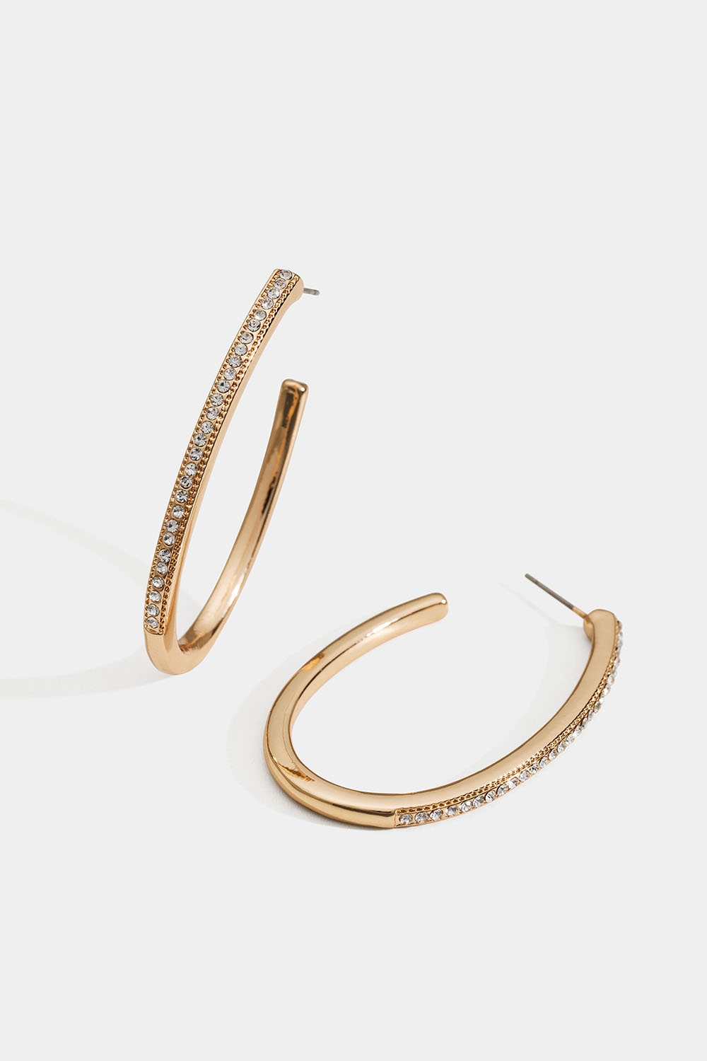 Store Gullfargede Ovale øreringer Med Strass