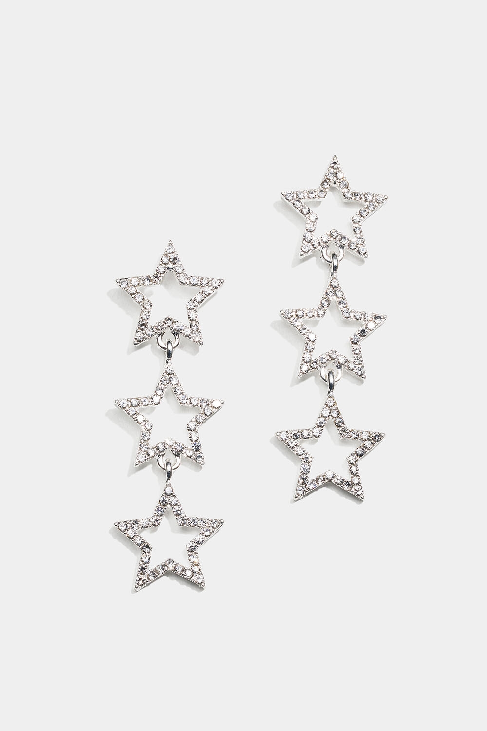 Kjøp Øredobber Med Tre Stjerner Og Strass På Glitterno