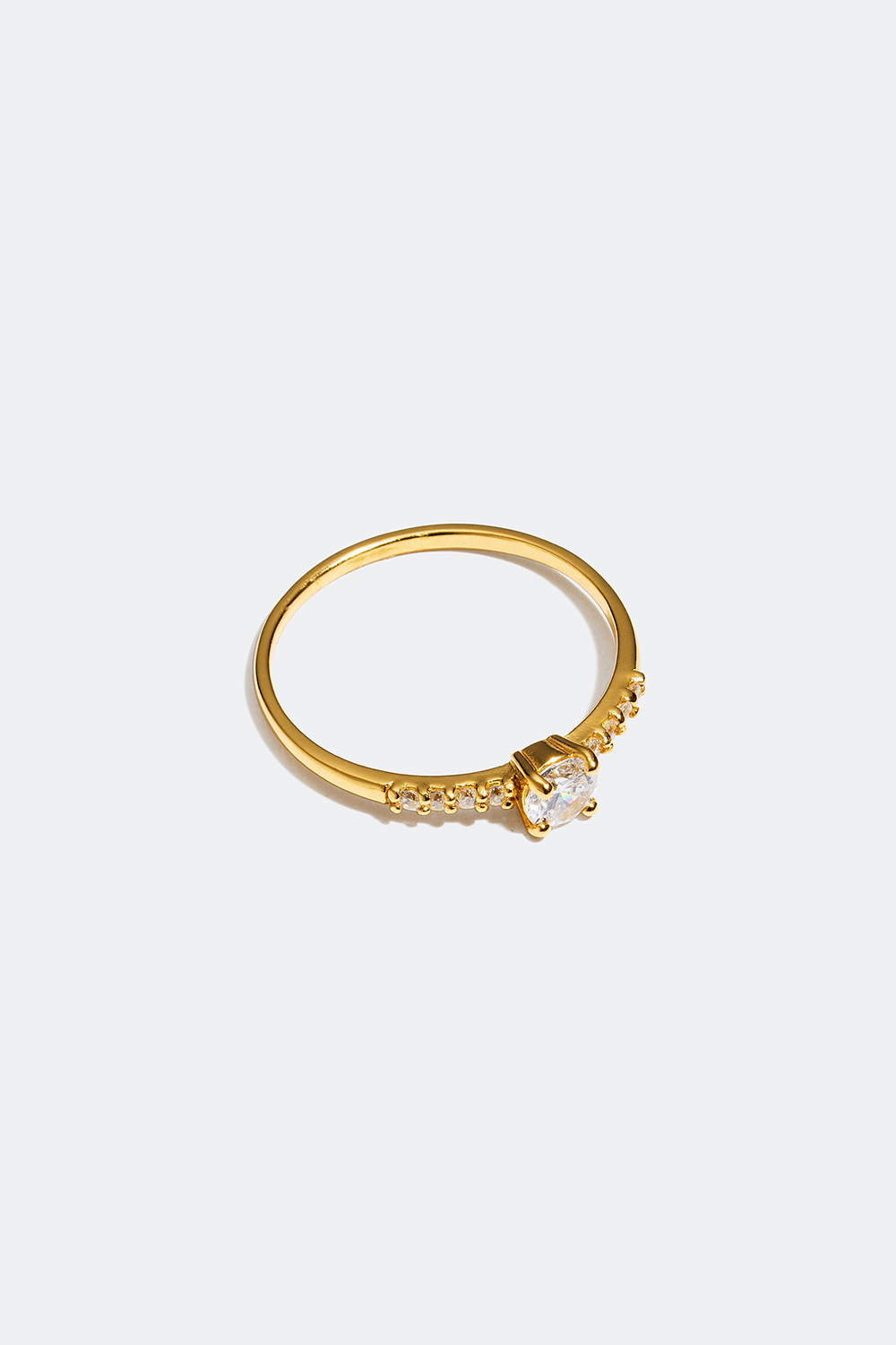 Kjøp Ring Forgylt Med 18k Gull Med Cubic Zirconia Steiner Foran På Glitterno